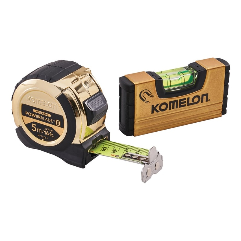 Komelon 5m (16ft) Gold PowerBlade Tape with FREE Mini... | Yandles