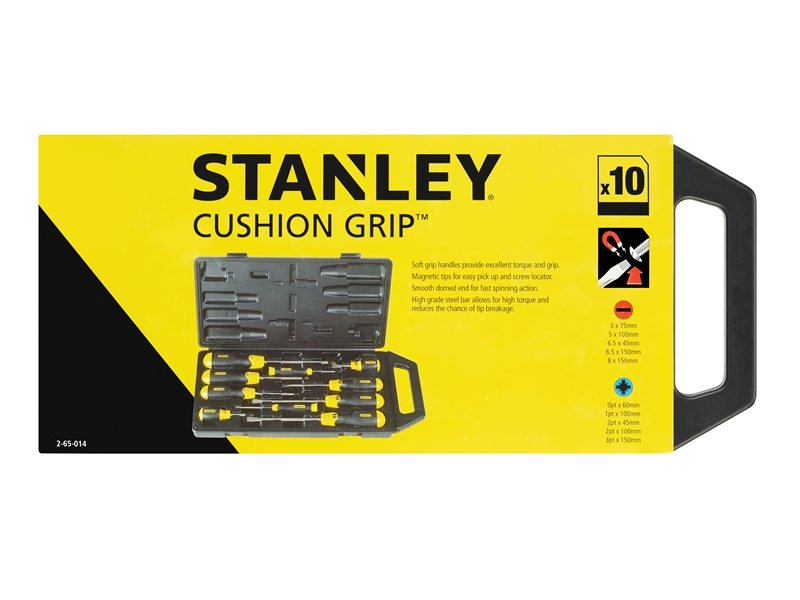 Stanley Cushion Grip Screwdriver Set 10 Piece SL/PZ | Yandles