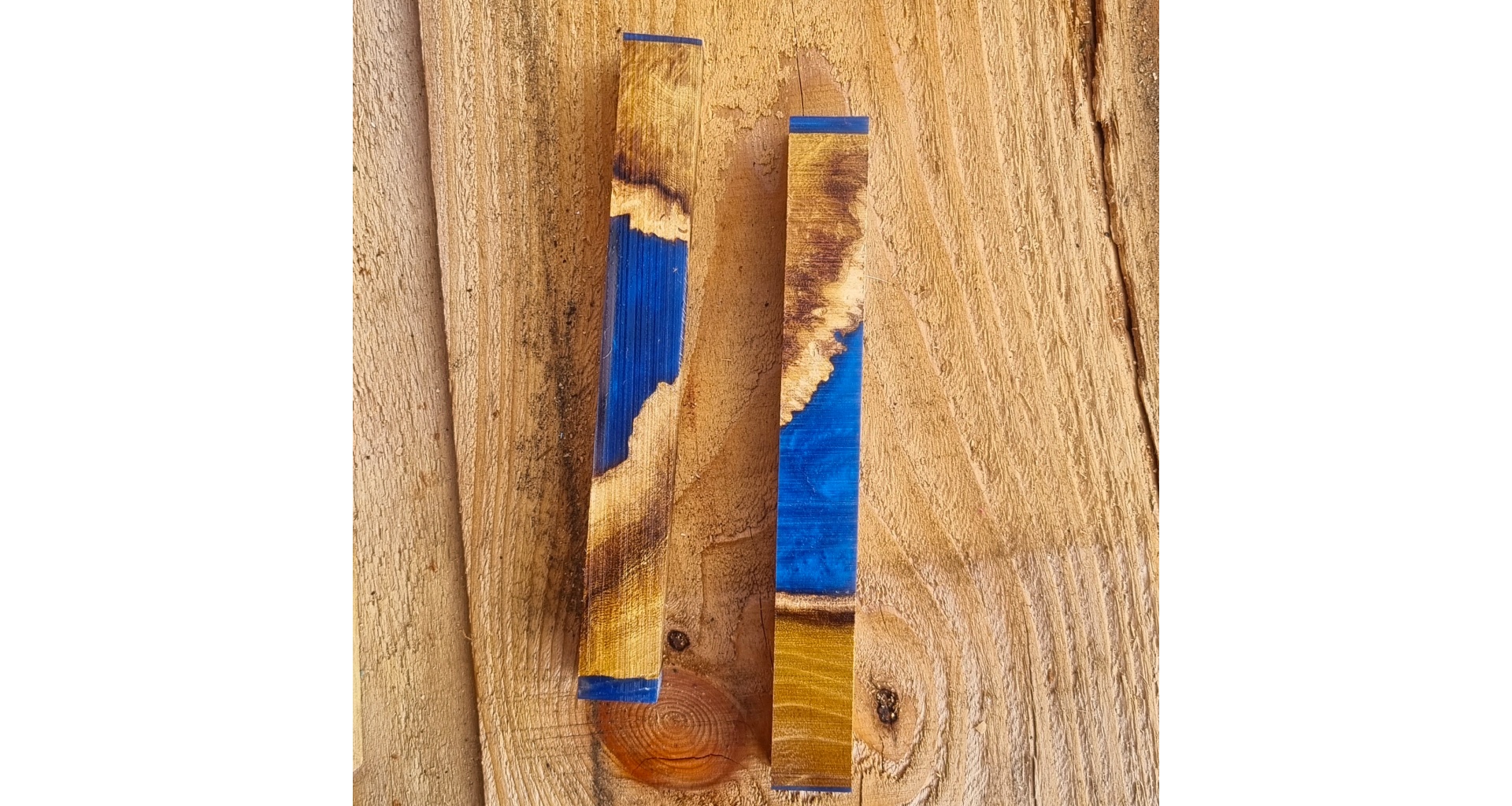 Hybrid Timber & Resin Pen Blank - Cobalt Blue with Burr... | Yandles